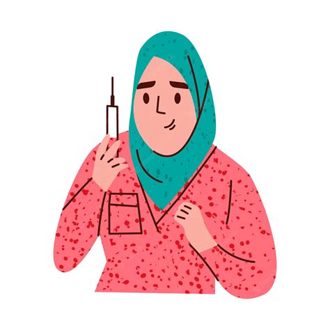 흰색 배경에 고립 된 Hijab 벡터 일러스트 레이 션에 이슬람 간호사 프리미엄 벡터