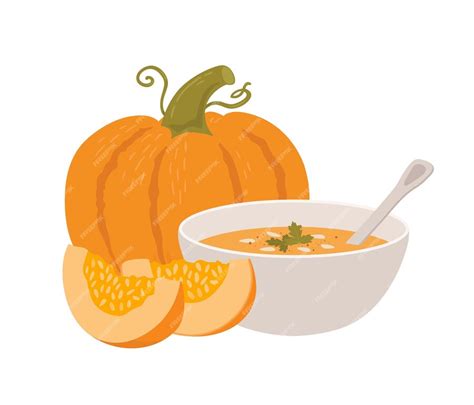 Premium Vector Pumpkin Soup In A Bowl And Squash Isolated On White Background Traditional