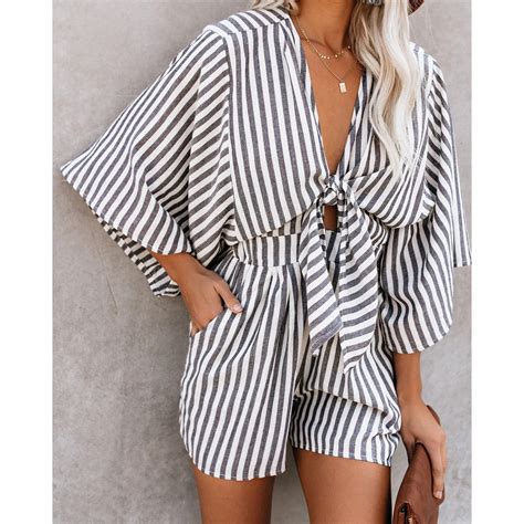 Womens Sexy V Neck Self Tie Loose Sexy Jumpsuit Playsuit Culture Heaven