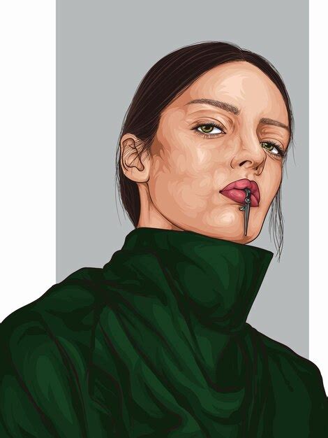 Premium Vector Hand Drawn With Cartoon Girl Portrait Illustration