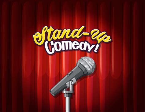 Stand Up Comedy Banner With Red Curtains Background 4492067 Vector Art