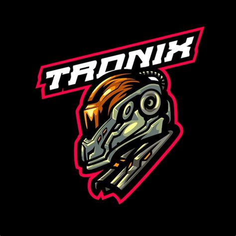 백그라운드에서 격리된 스포츠 및 게임 팀을 위한 메카 파일럿 마스코트 로고 템플릿 프리미엄 벡터