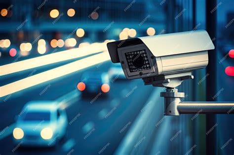 Premium Ai Image A Cctv Camera On A Road Monitoring Traffic Cars In A City