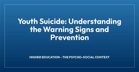 Youth Suicide Understanding The Warning Signs And Prevention