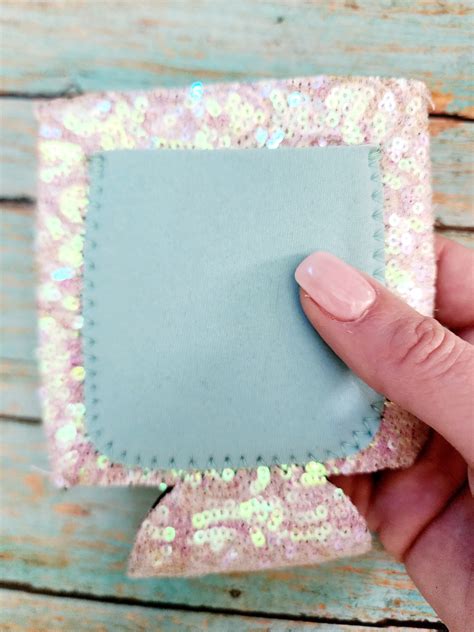Unicorn White Sequin Neoprene Koozie With White Pocket Sublimation Bla