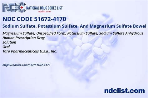 Ndc 51672 4170 Sodium Sulfate Potassium Sulfate And Magnesium Sulfate Bowel Prep Kit Solution Oral