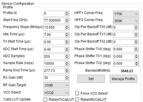 Awr2243boost Chirp And Frame Parameters Required To Set The Bandwidth To 4ghz Sensors Forum