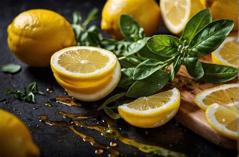 Premium Photo Vibrant Photo Of Lemon Juice Herb Marinade