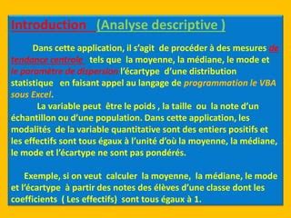 Analyse Descriptive En VBA Excel PPT