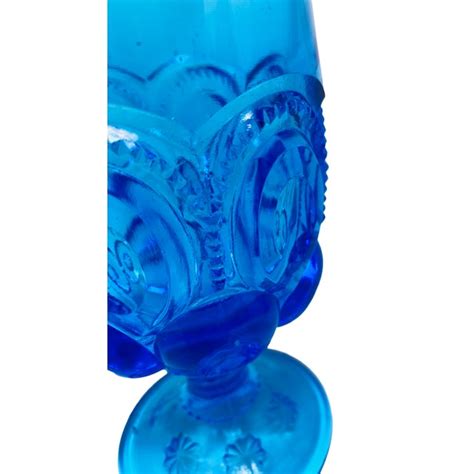 Vintage Smith Glass Moon And Stars Blue Water Goblets A Pair Chairish