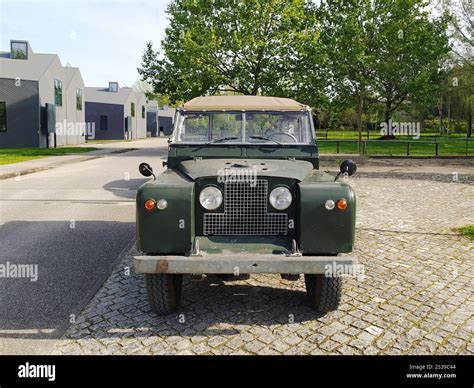 Green Classic Old Suv Vintage Car Against The Backdrop Of Nature Legendary Transport Vehicle