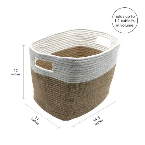 Cubby Baskets Cubby Storage Fabric Basket With Handles Jute White