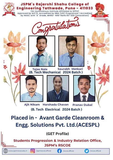 Jspms Rajarshi Shahu College Of Engineering Posted On Linkedin
