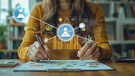 Businesswoman In Modern Workspace Analyzing Data Through Graphs And