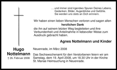 Traueranzeigen Von Hugo Nottelmann Trauer In Nrwde