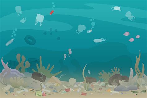 海底塑膠污染垃圾用不同種類的垃圾塑膠瓶袋子廢品生態 水污染概念垃圾在海洋平的向量例證向量圖形及更多海圖片 海 污染 下面 Istock