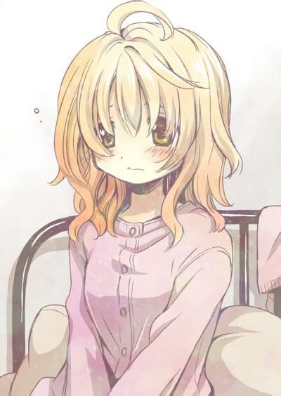 Safebooru 1girl Ahoge Aoki Ume Bed Blonde Hair Blush Brown Eyes