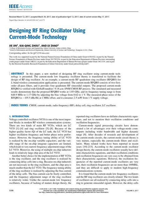 Designing Rf Ring Oscillator Using Current Mode Technology Pdf