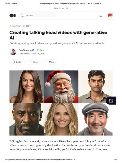 Creating Talking Head Videos With Generative Ai By Sau Sheong Pdf