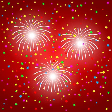 Premium Vector Fireworks On A Red Background