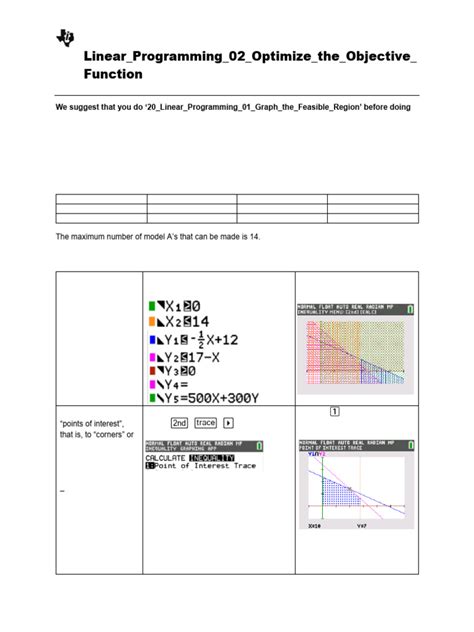 Linear Programming 02 Optimize The Objective Function Teacher Pdf Linear Programming