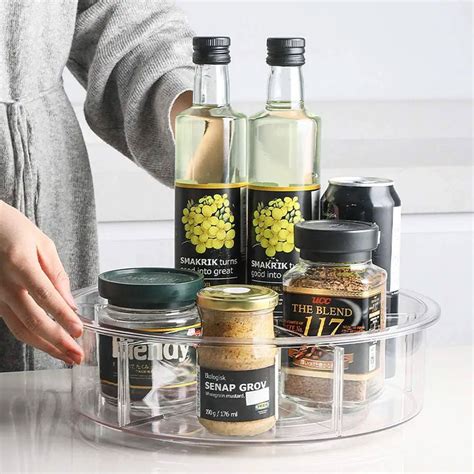 Lazy Susan 70cm Round Turntable 5 Clear Compartments Nappy Bag Store