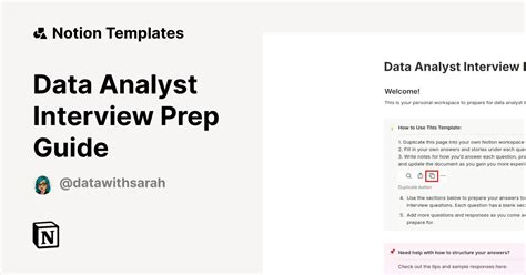Data Analyst Interview Prep Guide Template | Notion Marketplace