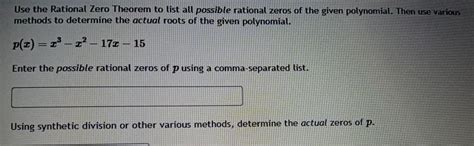 [answered] Use The Rational Zero Theorem To List All Possible Rational Kunduz