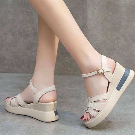 Honeeladyy Summer Ladies Shoes Casual Womens Sandals Flat Buckle Wedge
