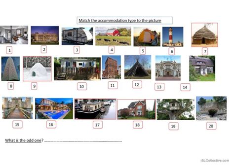 Accommodation Types And Matching English Esl Powerpoints