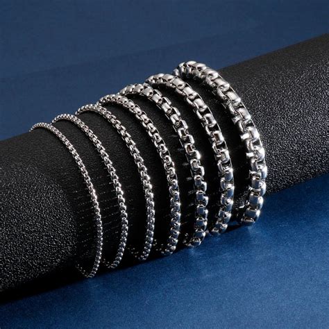 사각 링크 체인 팔찌 남녀공용 스테인리스 스틸 쥬얼리 22mm 3mm 4mm 5mm 6mm 7mm체인 And 링크