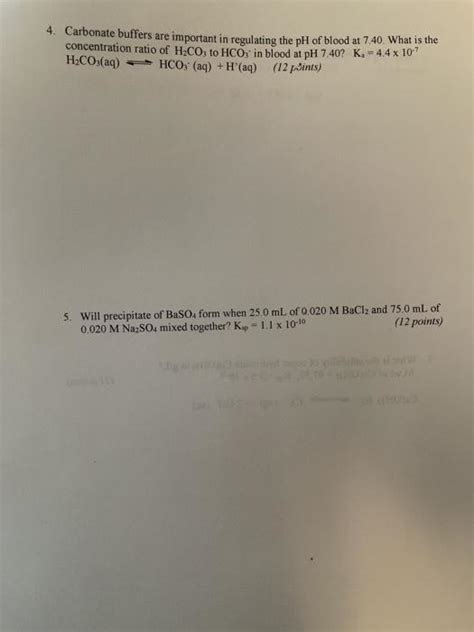 Solved 4 Carbonate Buffers Are Important In Regulating The
