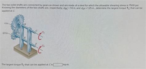 Solved The Two Solid Shafts Are Connected By Gears As Shown Chegg