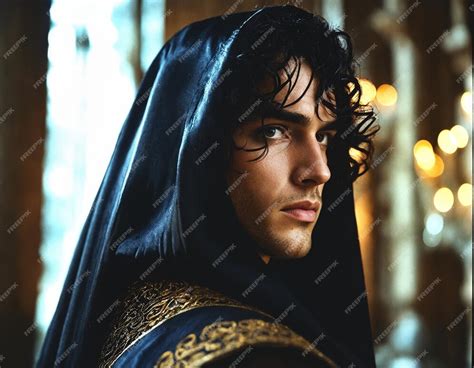 A Man In A Black Robe With A Hood Over His Head Premium Ai Generated