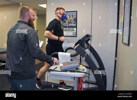 Cpt Alex Purdy Runs On The Treadmill In Order To Test His Breathing