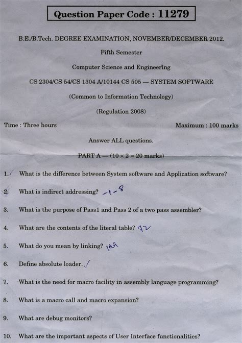Anna University Chennai General Cs 2304 System Software Anna University