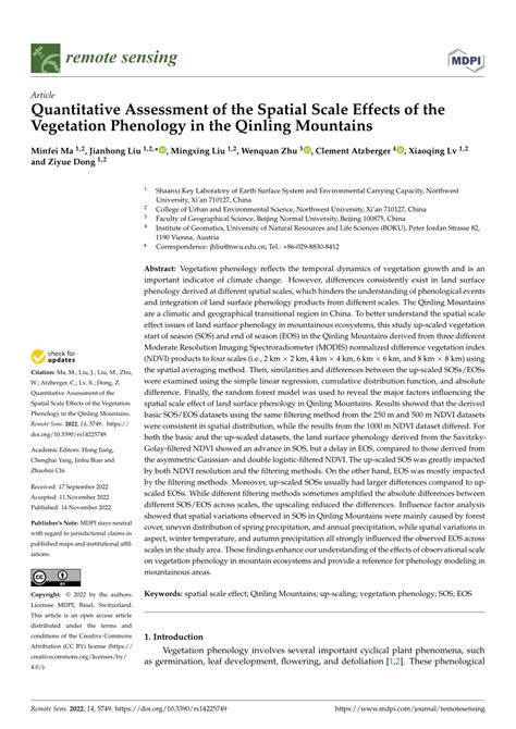 Pdf Quantitative Assessment Of The Spatial Scale Effects Of The Vegetation Phenology In The
