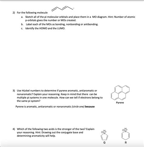Solved 2 For The Following Molecule A Sketch All Of The Pi Chegg Com