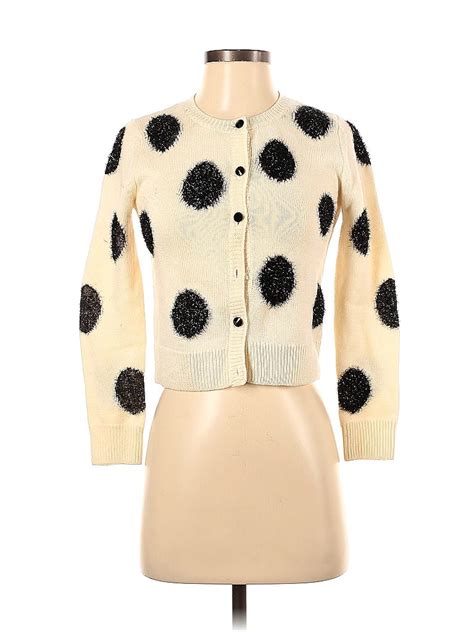 Alice Olivia Color Block Polka Dots Ivory Wool Cardigan Size Xs 75 Off Thredup