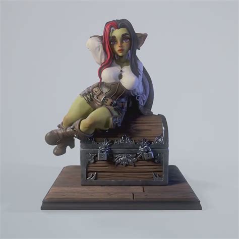 Goblin Girl Pinup Angy Nude Or Clothed 75120mm Scale Resin 3d