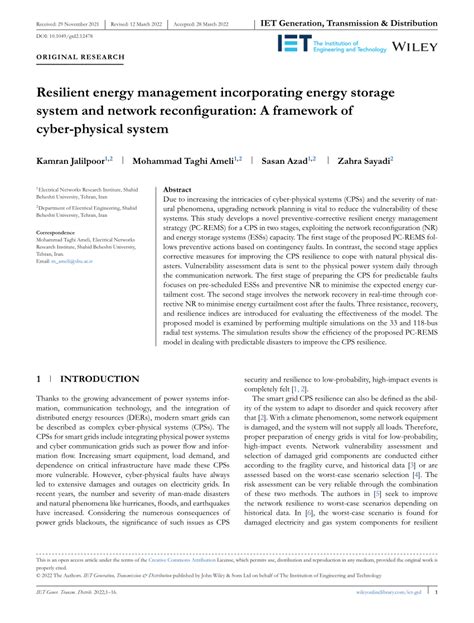 Pdf Resilient Energy Management Incorporating Energy Storage System And Network