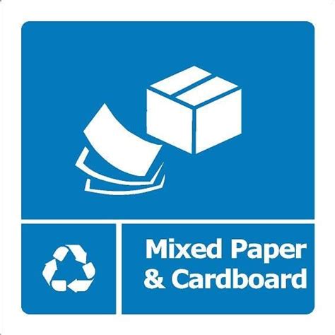 Mixed Paper And Cardboard Recycling Self Adhesive Sign 30 X 30 Cm