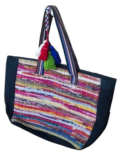 Printed Multicolor Loop Handle Cotton Shopping Bag 12kg Size
