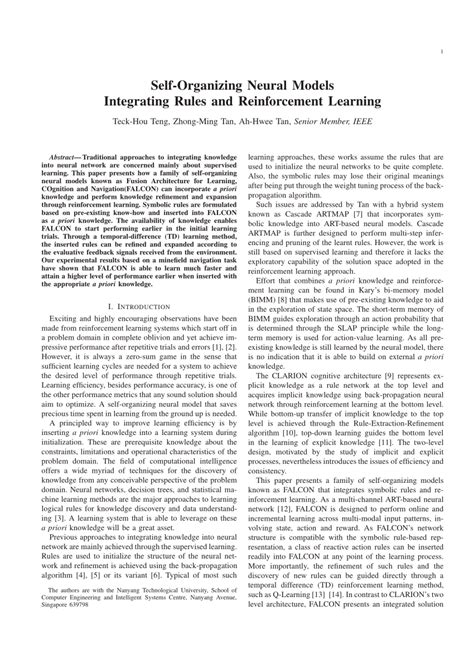 Pdf Self Organizing Neural Models Integrating Rules And Reinforcement