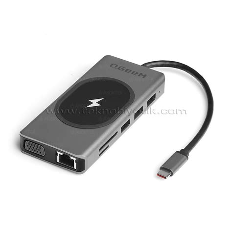 Qgeem Usb 3 0 Type C 13 In 1 2xhdmi Kablosuz Şarj Vga Tf Sd Kart