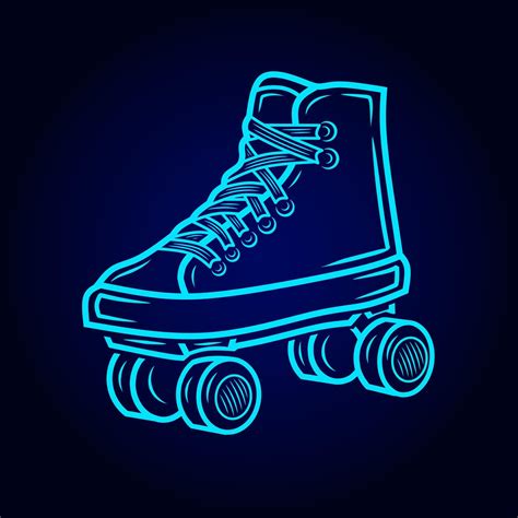 Rolling Skate Neon Art Logo Inline Skater Colorful Design With Dark