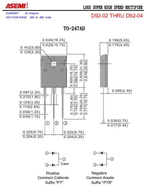 D92 03 Asemi快恢复二极管20a 300v 哔哩哔哩