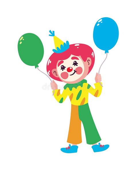 Happy Clown Cartoon With Balloons Stock Vector Illustration Of Smile