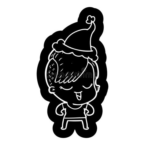 Happy Cartoon Icon Of A Girl Wearing Santa Hat Stock Vector