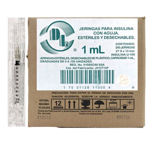 JERINGA PARA INSULINA CON AGUJA G X MM DE ML PQ PZAS Dibbiotek